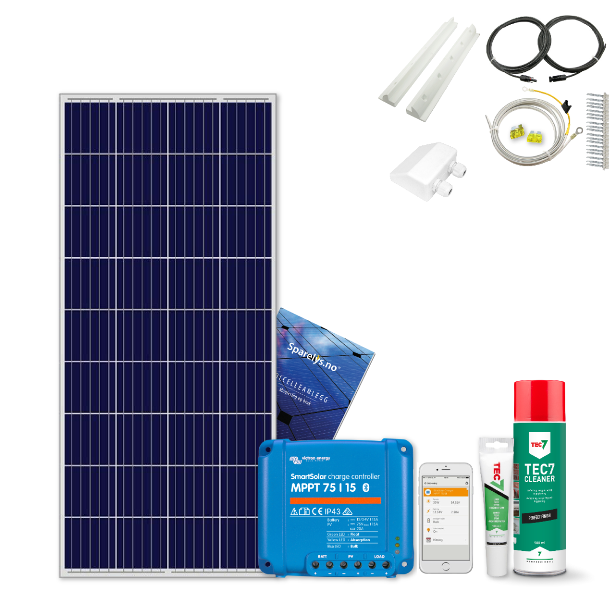 Solcelle bobilpakke, 160W/180W/190W, Victron SMART - Kr 4731.40